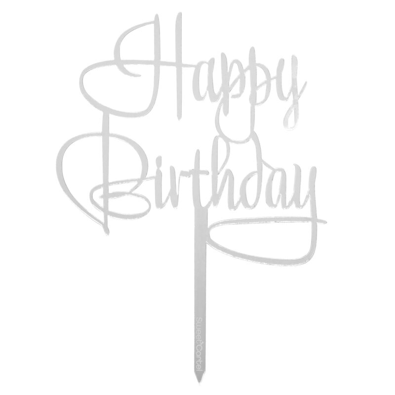Sweet Cartel - Written Cake Topper - Cursive Happy Birthday - Three ...